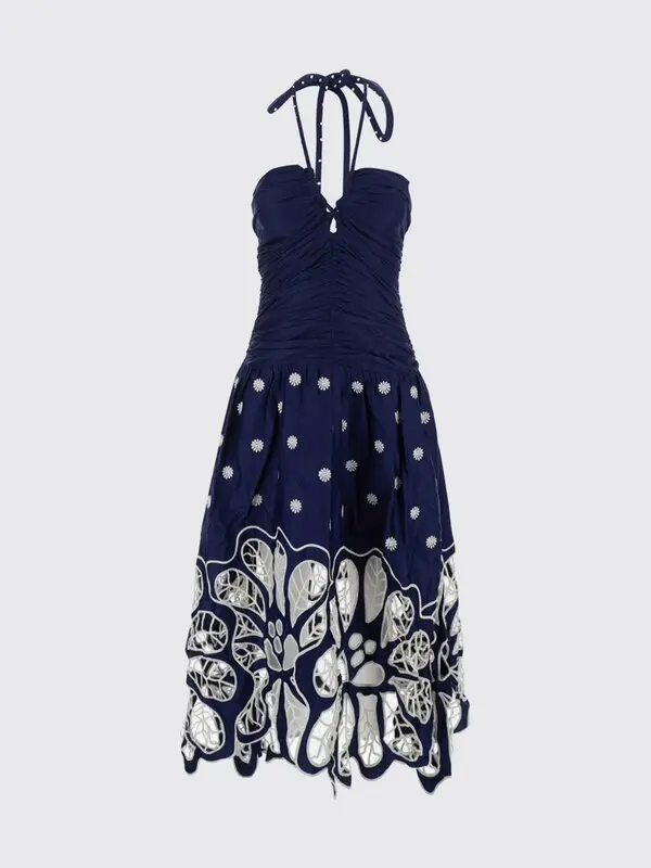 Farm Rio Richelieu Floral Print Cotton Midi Dress With Halter Neck