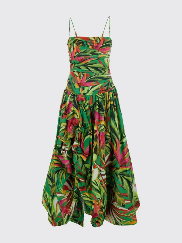 Farm Rio Tropical Dream Asymmetrical Cotton Midi Dress With Tropical Print