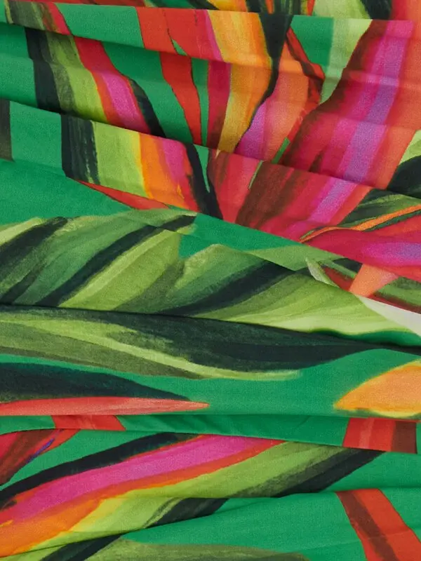 Farm Rio Tropical Dream Asymmetrical Cotton Midi Dress With Tropical Print