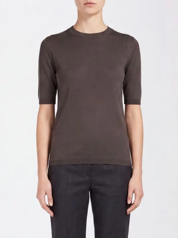 Max Mara Short-sleeved Silk And Cashmere Knit Top - Green