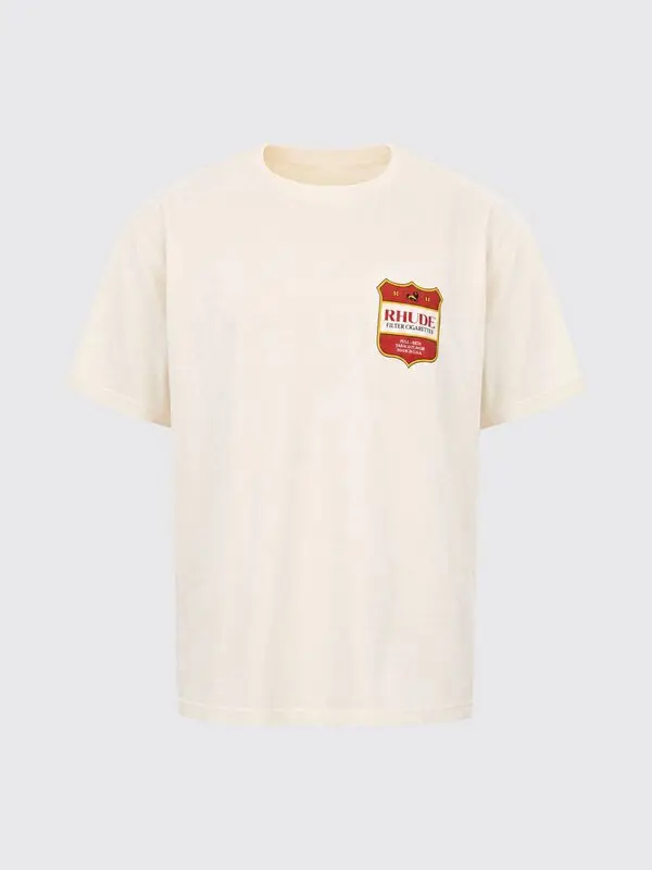 Rhude Cotton T-shirt With Logo Crest And Dropped Shoulders - White