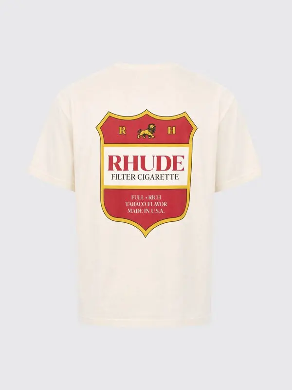 Rhude Cotton T-shirt With Logo Crest And Dropped Shoulders - White
