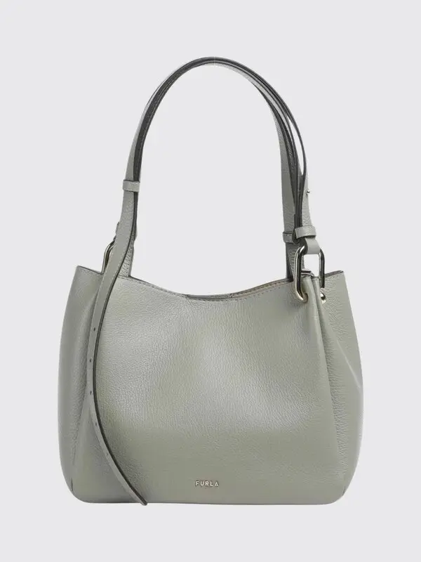 Furla Nuvola Grained Leather Shoulder Bag - Green