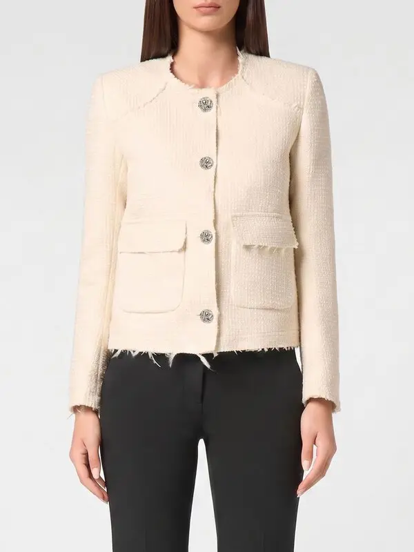 Philipp Plein Single-breasted Short Tweed Blazer With Jewelled Buttons - White