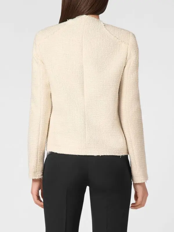 Philipp Plein Single-breasted Short Tweed Blazer With Jewelled Buttons - White