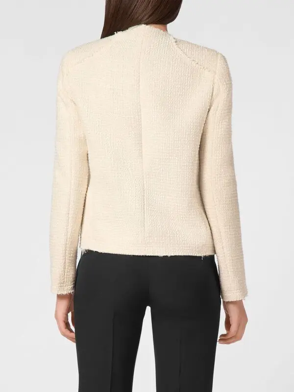 Philipp Plein Single-breasted Short Tweed Blazer With Jewelled Buttons - White