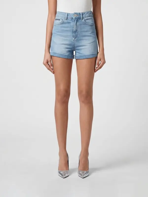 Philipp Plein High-waisted Slim Fit Denim Shorts
