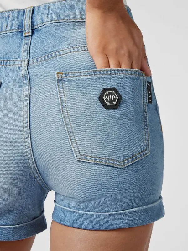 Philipp Plein High-waisted Slim Fit Denim Shorts