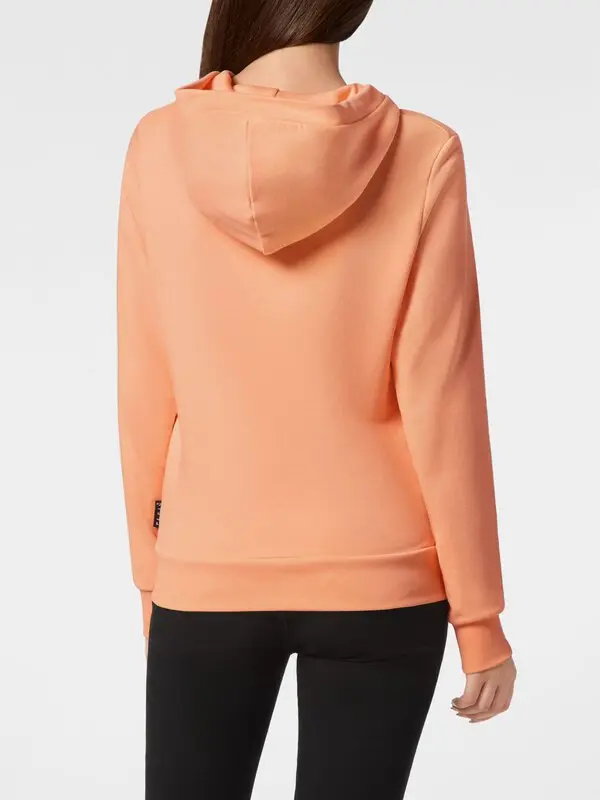 Philipp Plein Jersey Hoodie With Contrast Logo - Salmon