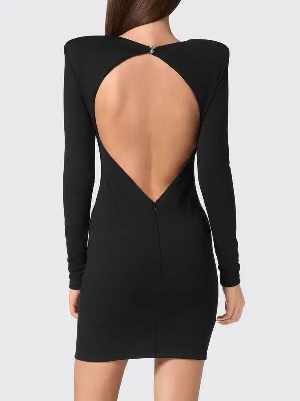 Philipp Plein Slim Fit Jersey Sheath Mini Dress With Padded Shoulders
