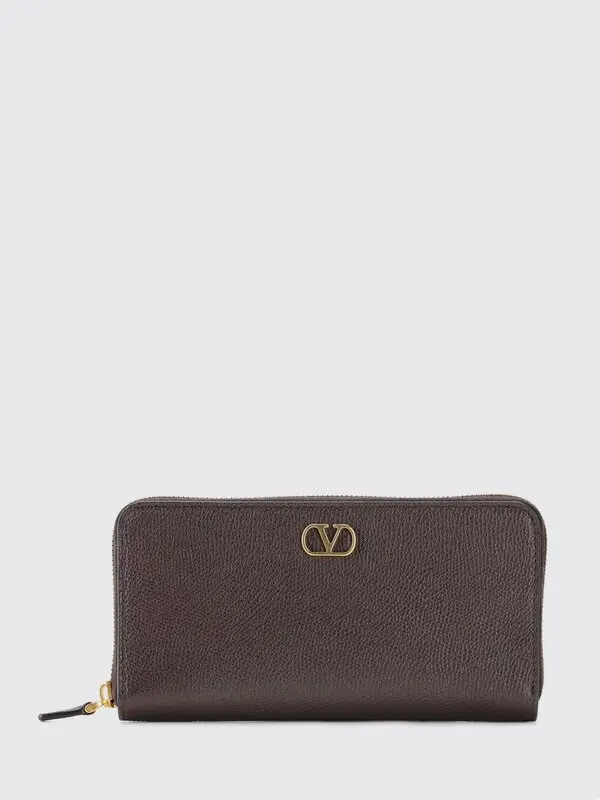 Valentino Garavani Vlogo Signature Continental Wallet In Calfskin Leather - Brown