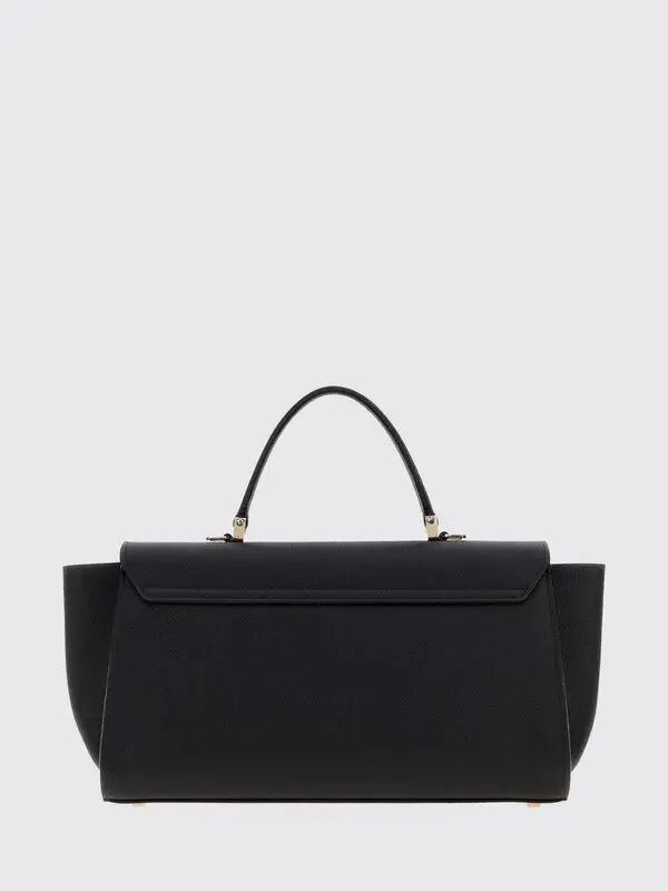 VALEXTRA Iside Grained Calf Leather Top Handle Bag With Shoulder Strap - Black