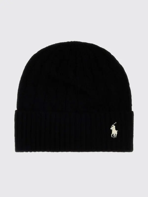 Polo Ralph Lauren Wool And Cashmere Beanie With Embroidered Logo - Black