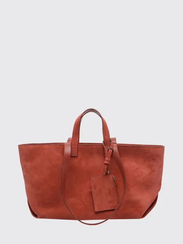 A.p.c. Large Suede Tote Bag With Four Handles - Red