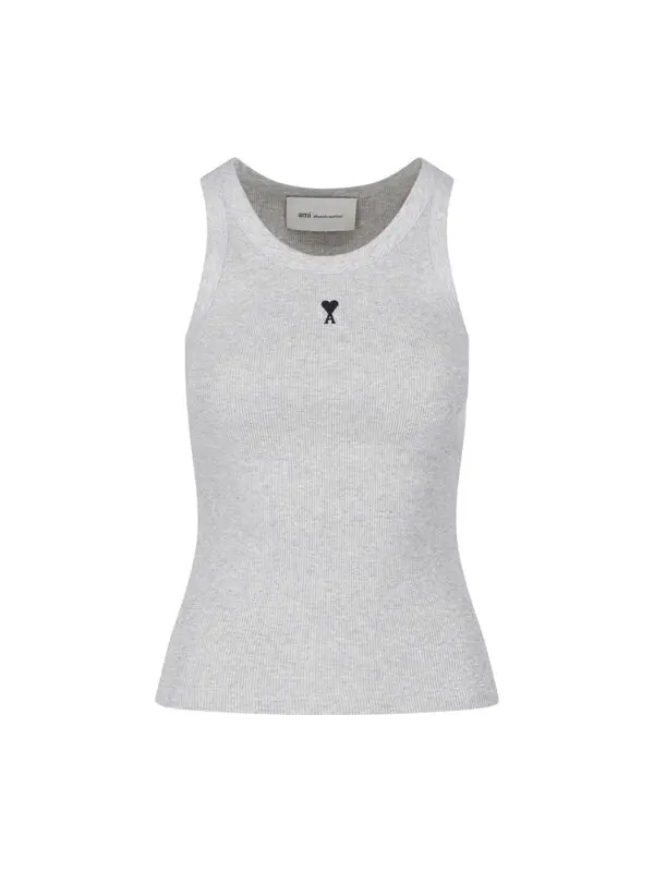 AMI Paris Stretch Cotton Logo Tank Top