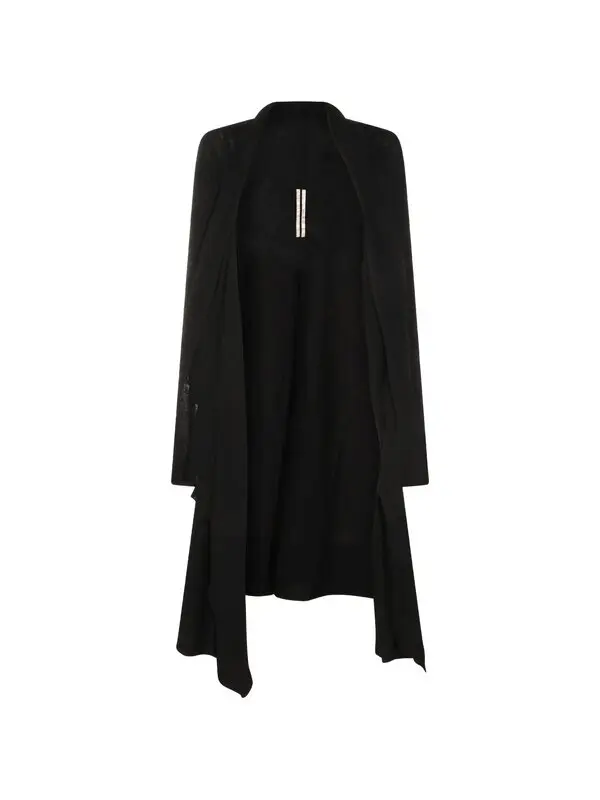 Rick Owens Long Wool Scarf With Ribbed Trim