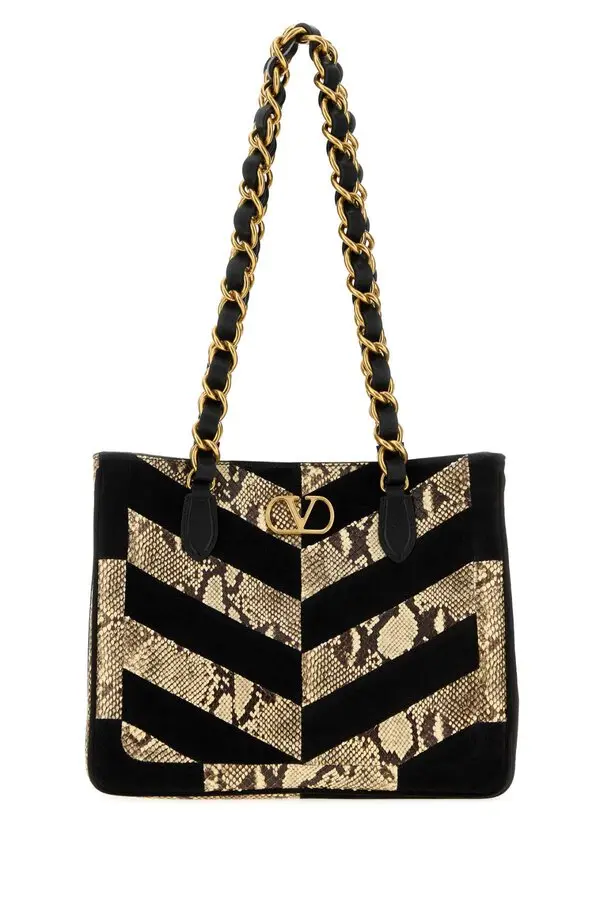 Valentino Garavani Small Leather Tote Handbag - Beigenaturalenero