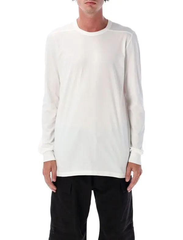 Rick Owens Level Mini T-shirt In Soft Cotton With Signature Seam - Milk
