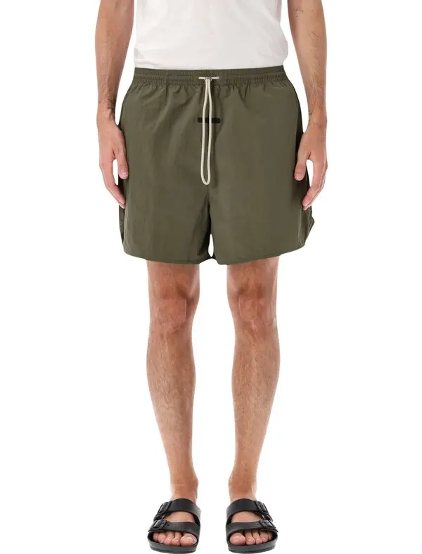 Fear Of God Nylon Swim Shorts With Stretch Perforated Lining - Moss