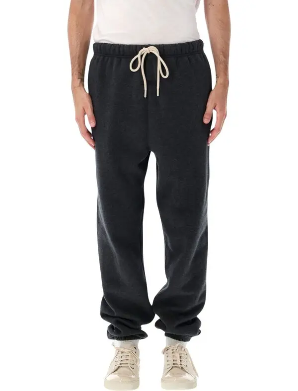 Fear Of God Classic Fleece Sweatpants With Elasticated Cuffs & Puff Logo - Iron Grey