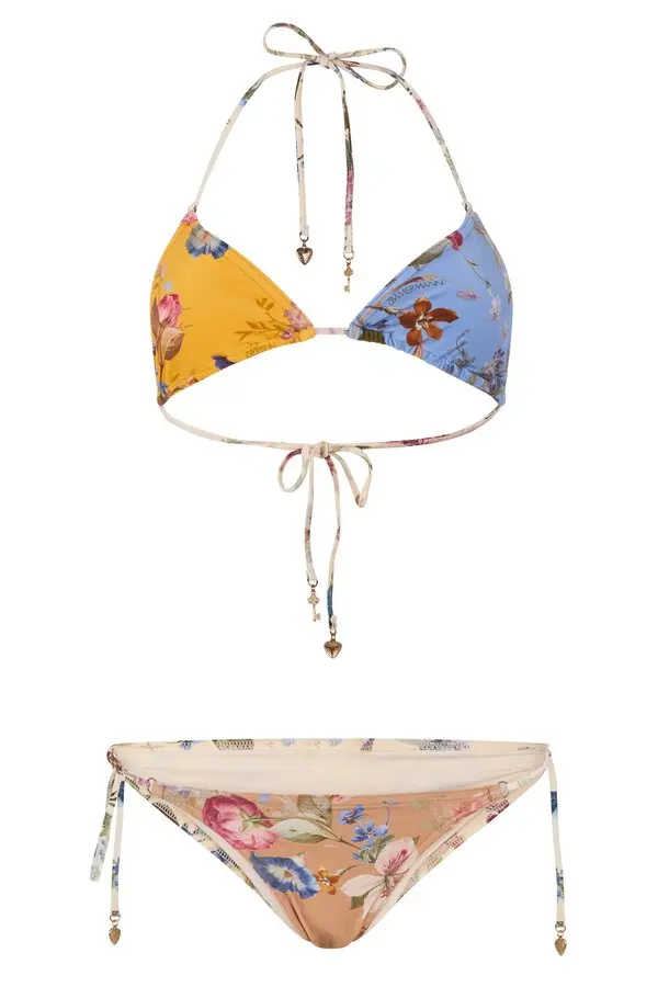 Zimmermann Triangle Bikini Set With Floral Print Bottom