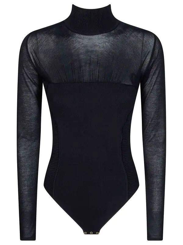 Elisabetta Franchi Ribbed Knit Bodysuit - Nero