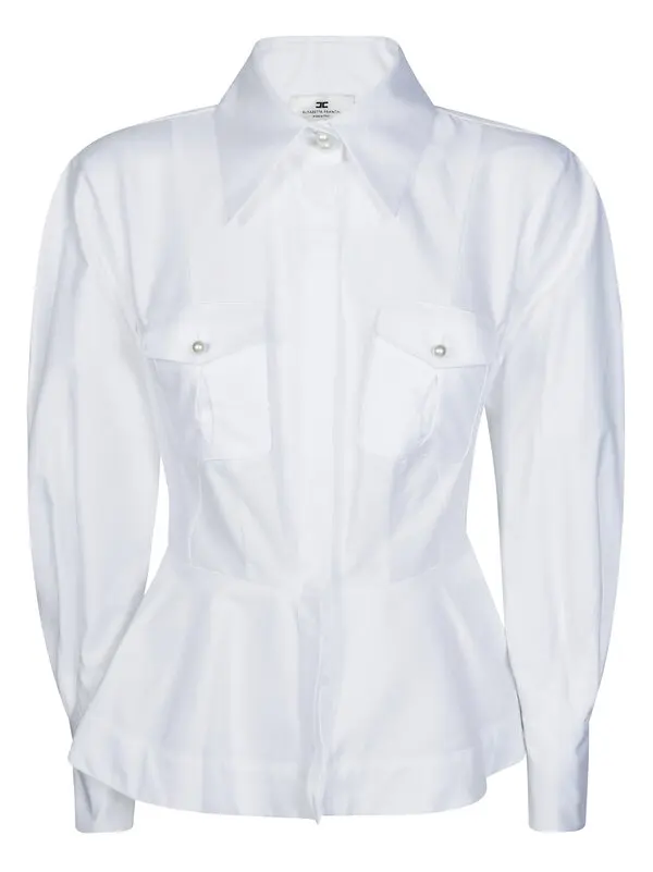 Elisabetta Franchi Shirt With Classic Collar And Button Front - Bianco