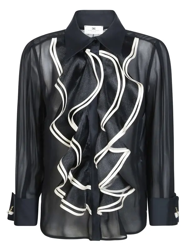 Elisabetta Franchi Shirt With Classic Collar And Button Front - Nero