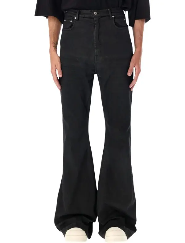 Rick Owens High-waist Flared Leg Coated Denim Jeans - Black Wax