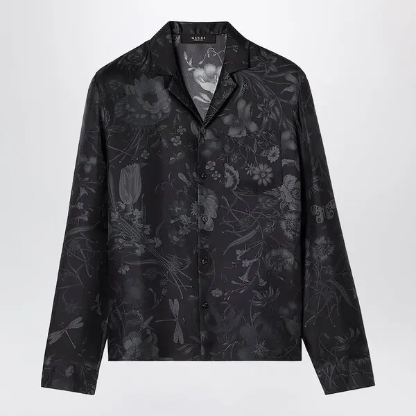 Gucci Silk Twill Bowling Shirt With Print - Black