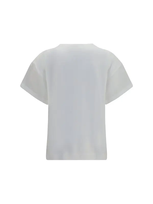 Brunello Cucinelli Cotton T-shirt With Sheer Sleeves And Side Panels - White