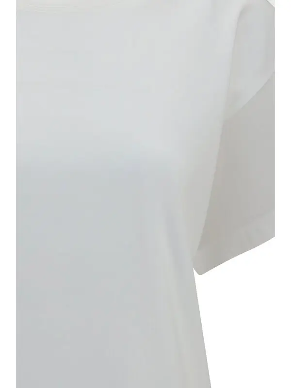 Brunello Cucinelli Cotton T-shirt With Sheer Sleeves And Side Panels - White