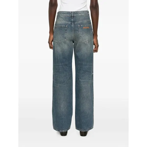 Miu Miu Straight Leg Jeans With Sandblasted Finish - Blue