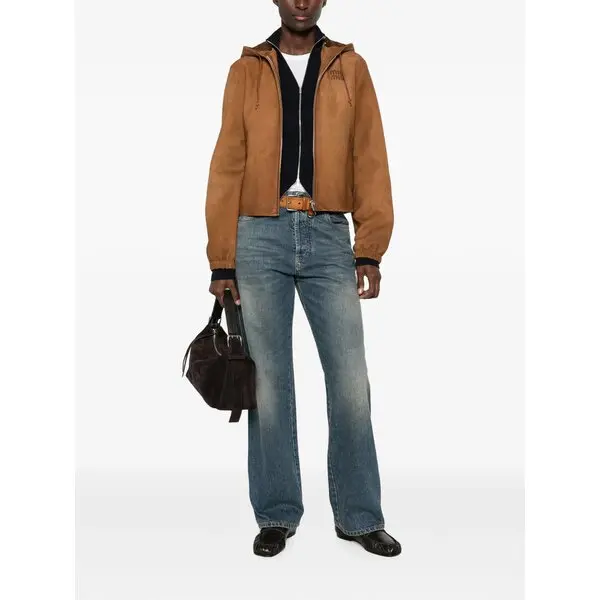 Miu Miu Straight Leg Jeans With Sandblasted Finish - Blue