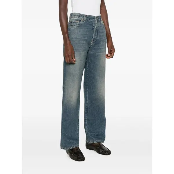 Miu Miu Straight Leg Jeans With Sandblasted Finish - Blue