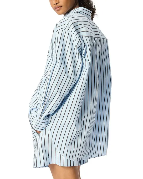Whistles Cotton Blend Poplin Stripe Shirt