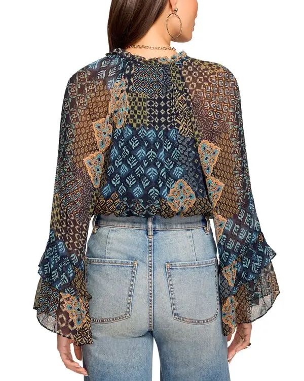 Ramy Brook Anya Printed V Neck Top