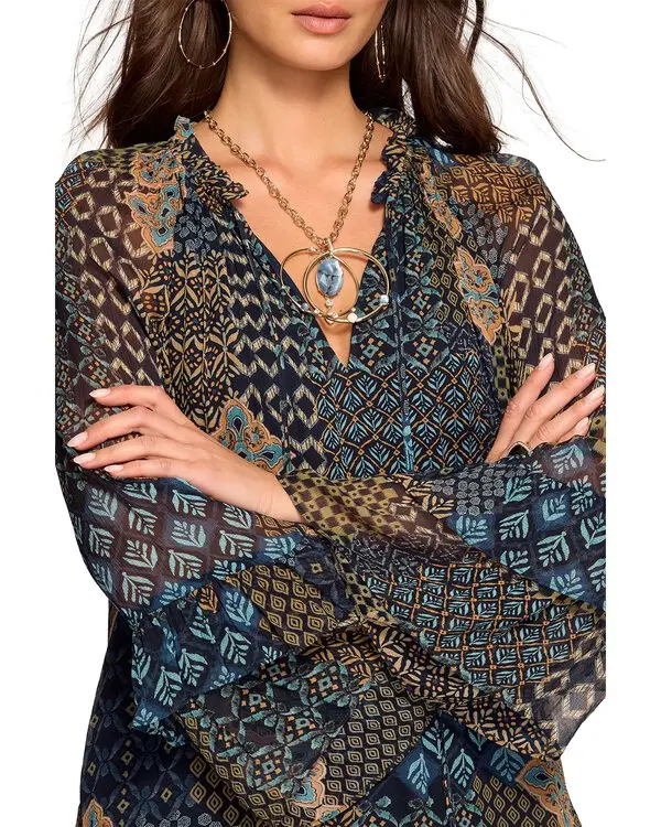 Ramy Brook Anya Printed V Neck Top