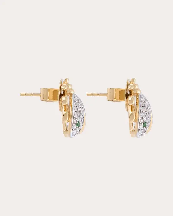 NELLY ROJAS 18k Gold Diamond & Catarina Stud Earrings