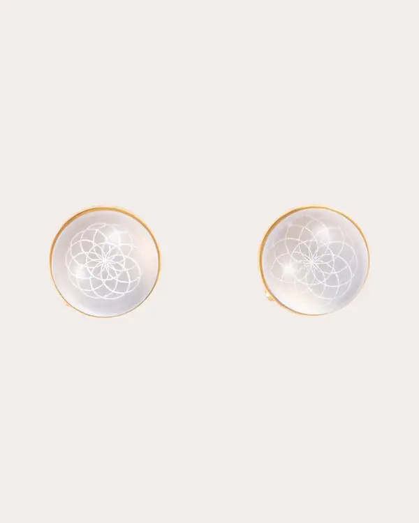 NELLY ROJAS Crystal Quartz Torus Stud Earrings 18k Gold
