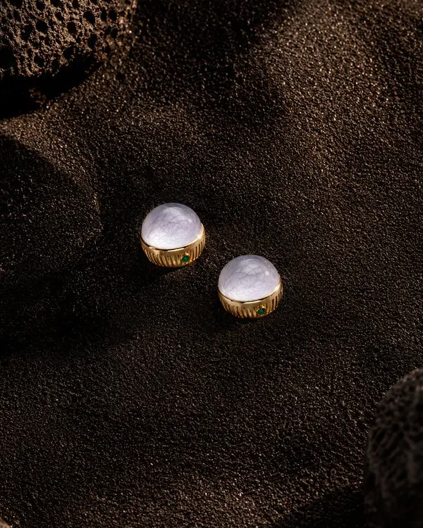 NELLY ROJAS Crystal Quartz Torus Stud Earrings 18k Gold