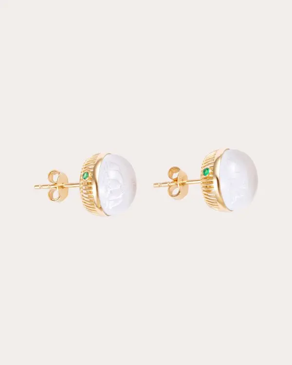 NELLY ROJAS Crystal Quartz Torus Stud Earrings 18k Gold