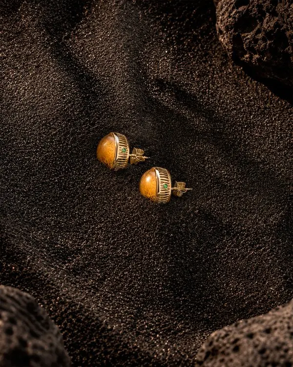 NELLY ROJAS Citrine Torus Stud Earrings 18k Gold