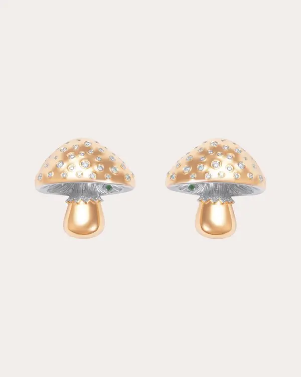 NELLY ROJAS Diamond Mini Mycelium Funghi Stud Earrings