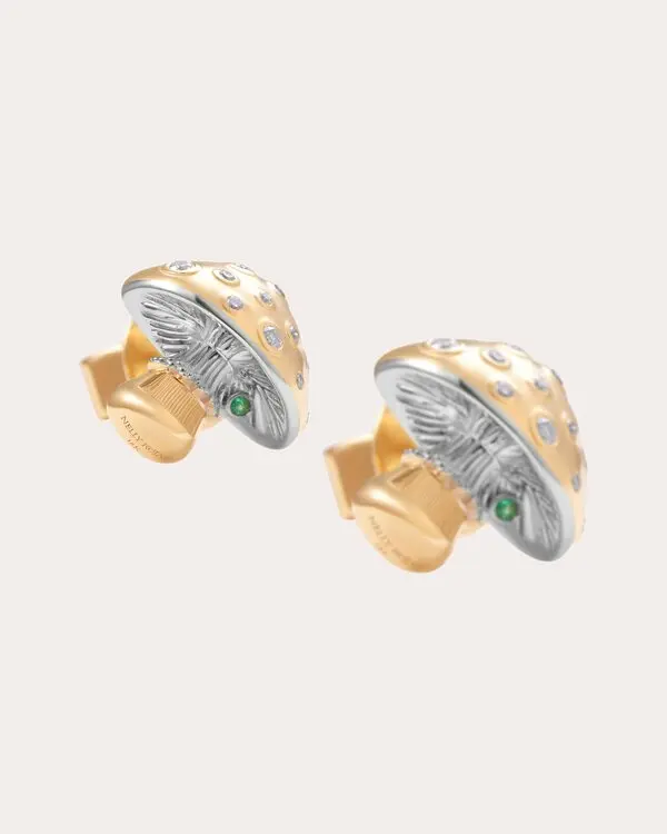 NELLY ROJAS Diamond Mini Mycelium Funghi Stud Earrings