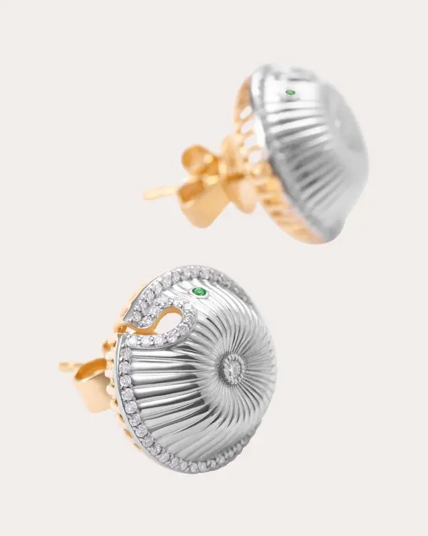 NELLY ROJAS Diamond Two-tone Stud Earrings