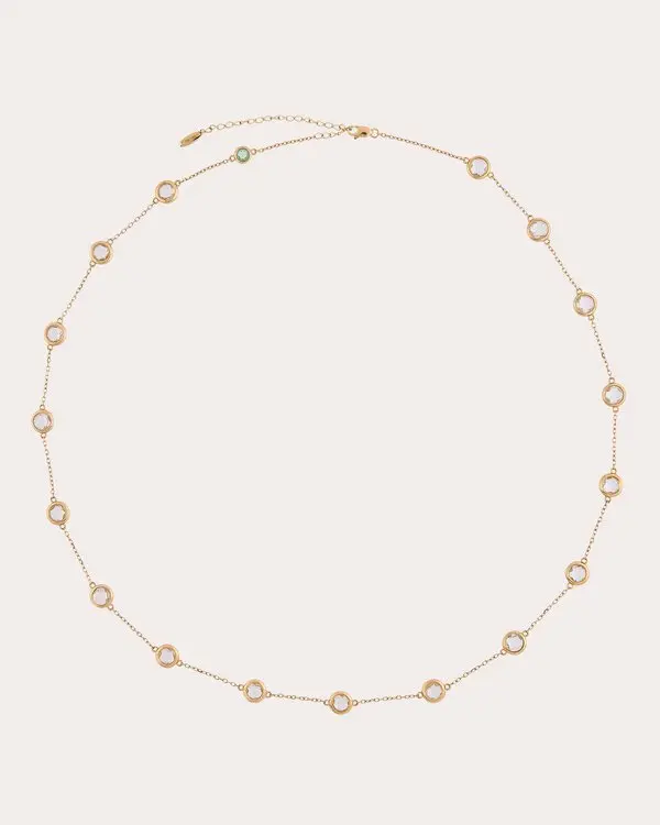 NELLY ROJAS Crystal Quartz Vega Station Necklace 18k Gold - White