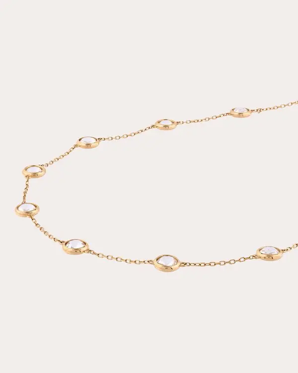 NELLY ROJAS 18k Gold Crystal Quartz Vega Station Necklace