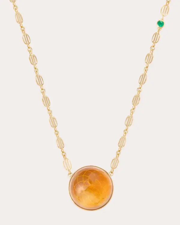 NELLY ROJAS Citrine Torus Pendant Necklace 18k Gold - Orange
