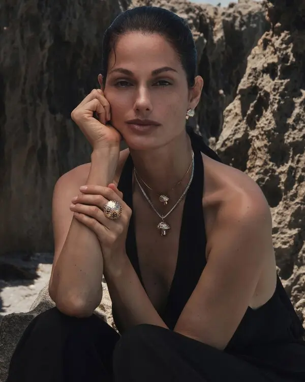 NELLY ROJAS Diamond Mycelium Funghi Pendant Necklace